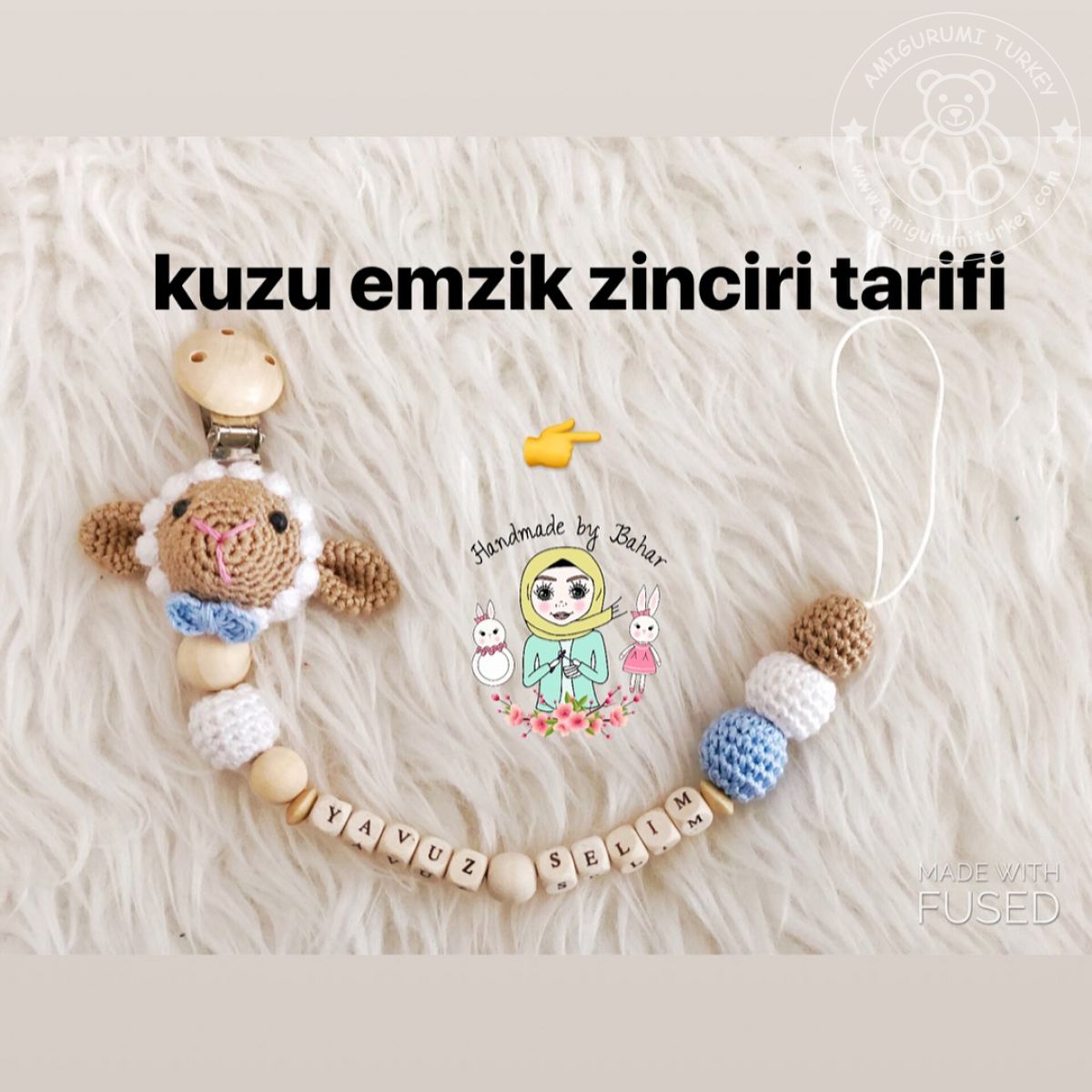 Amigurumi Türkiye-Kuzu Emzik Zinciri Tarifi