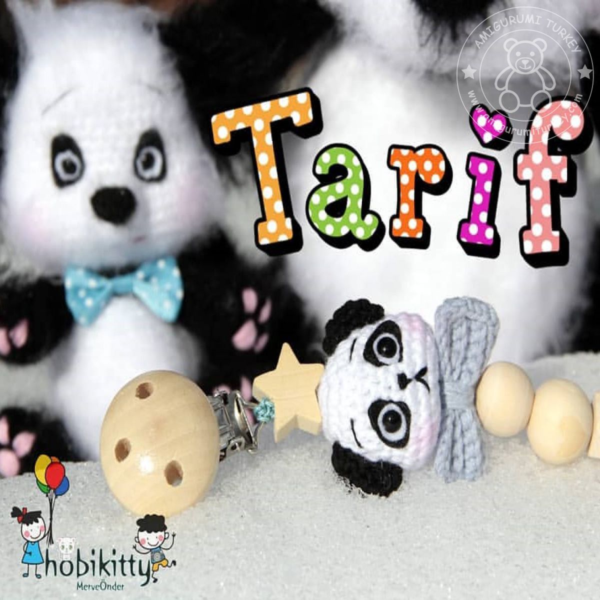 Amigurumi Türkiye-Panda Emzik Zinciri Tarifi